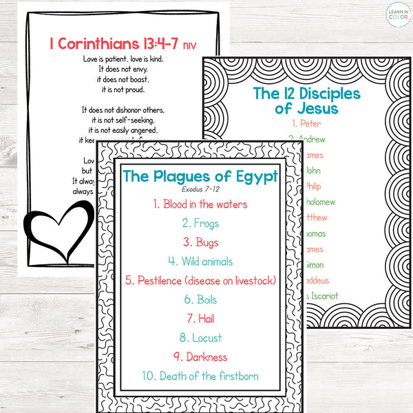 Bible Memory Pack Grades: 2-6 – Learn in Color