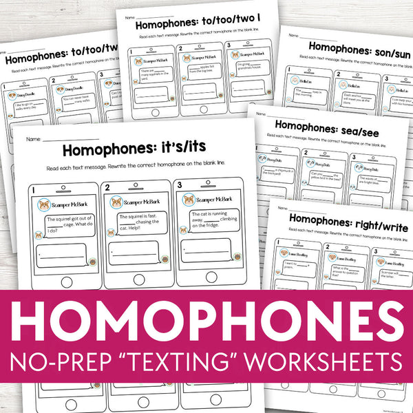 Homophones No-Prep Text Message Editing Activity – Learn in Color