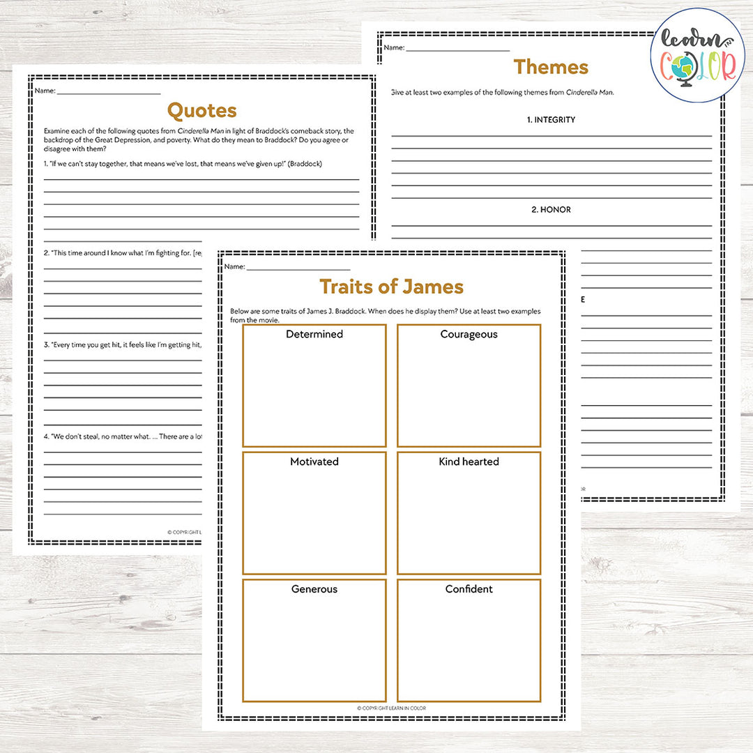Cinderella Man Movie Study Grades: 7-10 – Learn in Color