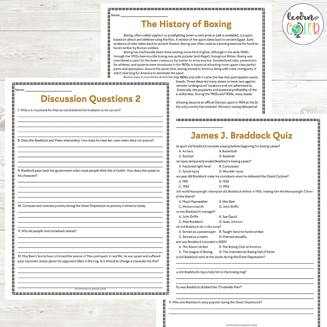 Cinderella Man Movie Study Grades: 7-10 – Learn in Color