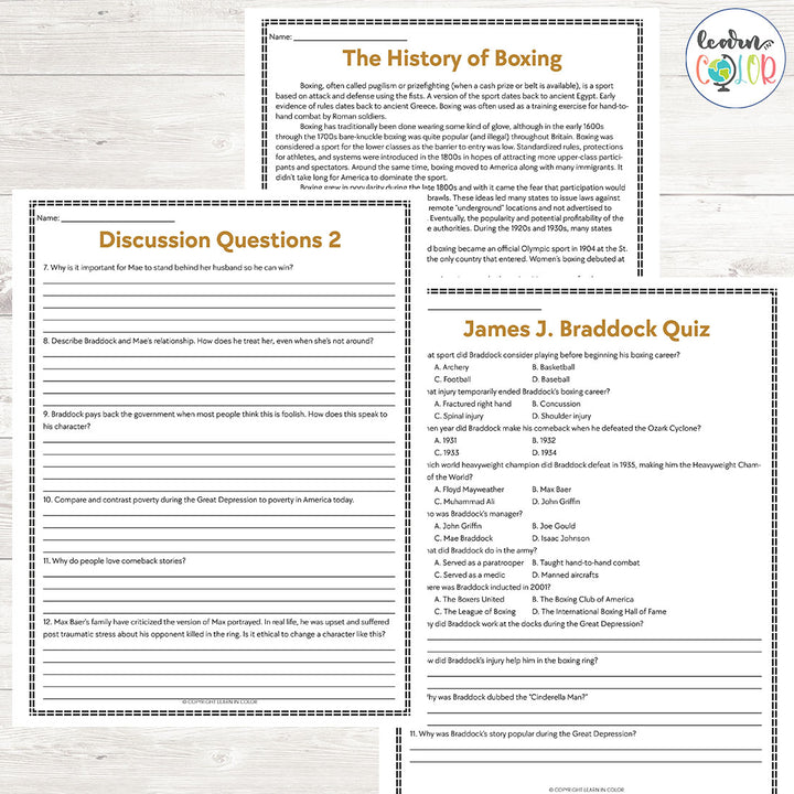 Cinderella Man Movie Study Grades: 7-10 – Learn in Color