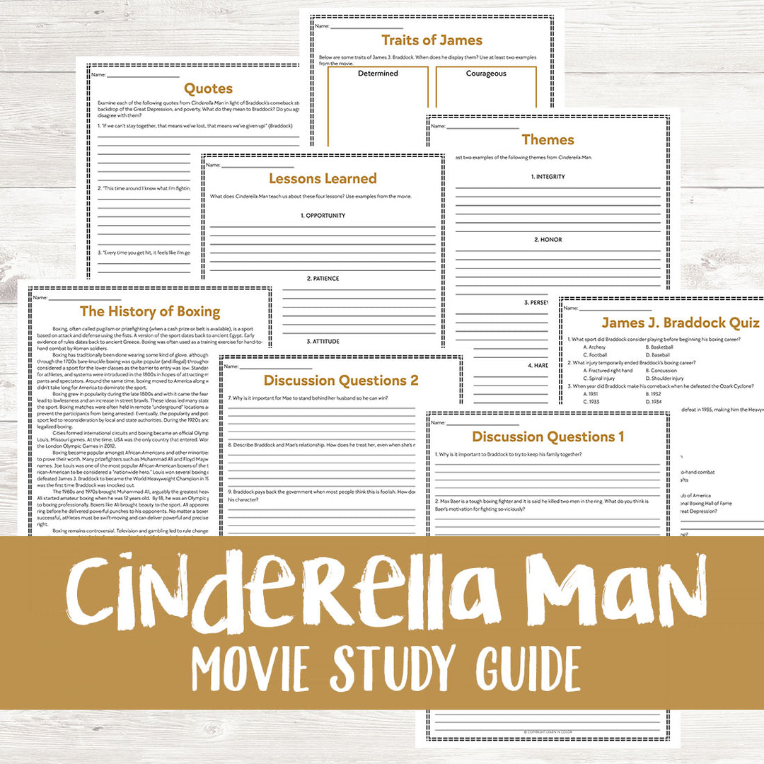 Cinderella Man Movie Study Grades: 7-10 – Learn in Color