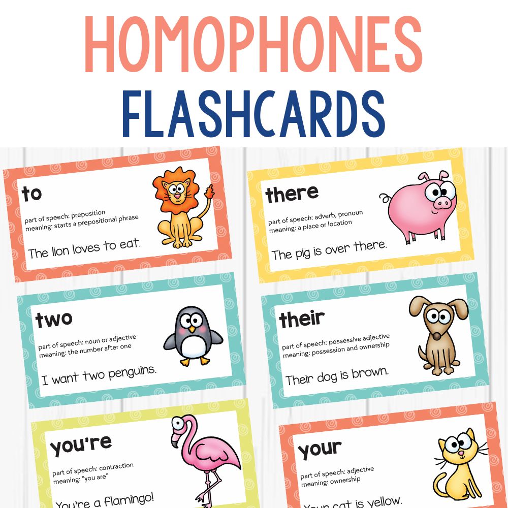 Homophone Flashcards – Learn in Color