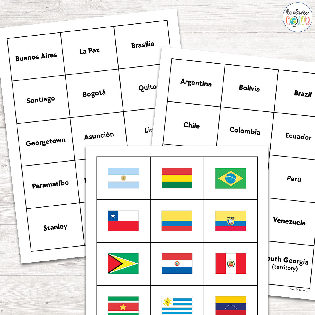 South America Matching Game – Learn in Color