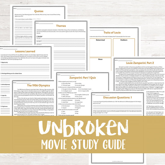 Unbroken Movie Study Grades: 7-10 – Learn in Color