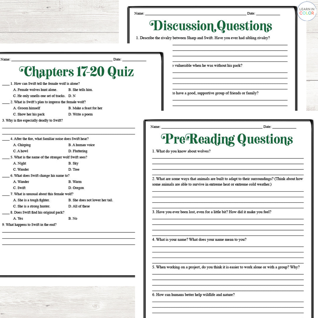 A Wolf Called Wander Novel Study Grades: 5-7 – Learn in Color