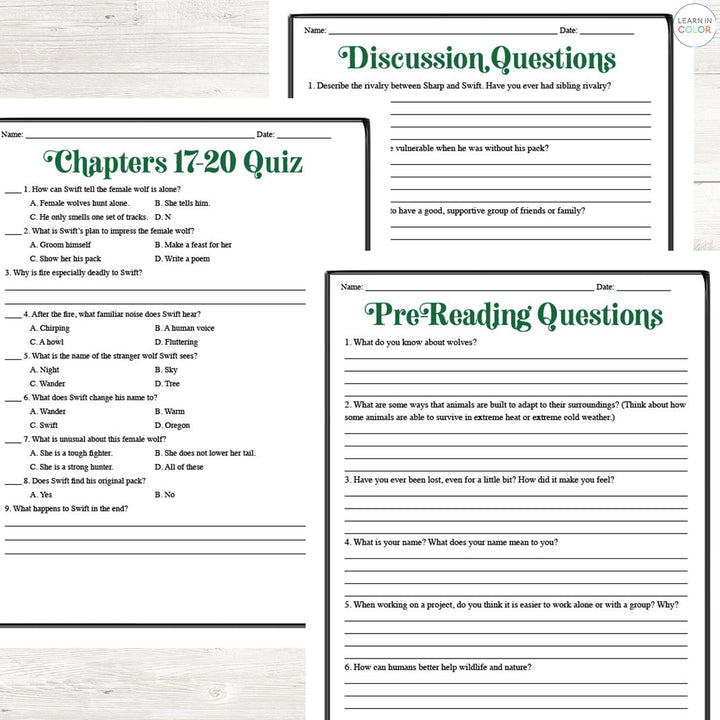 A Wolf Called Wander Novel Study Grades: 5-7 – Learn in Color