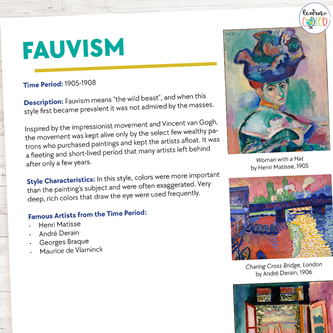 Art Styles Cheat Sheets – Learn in Color