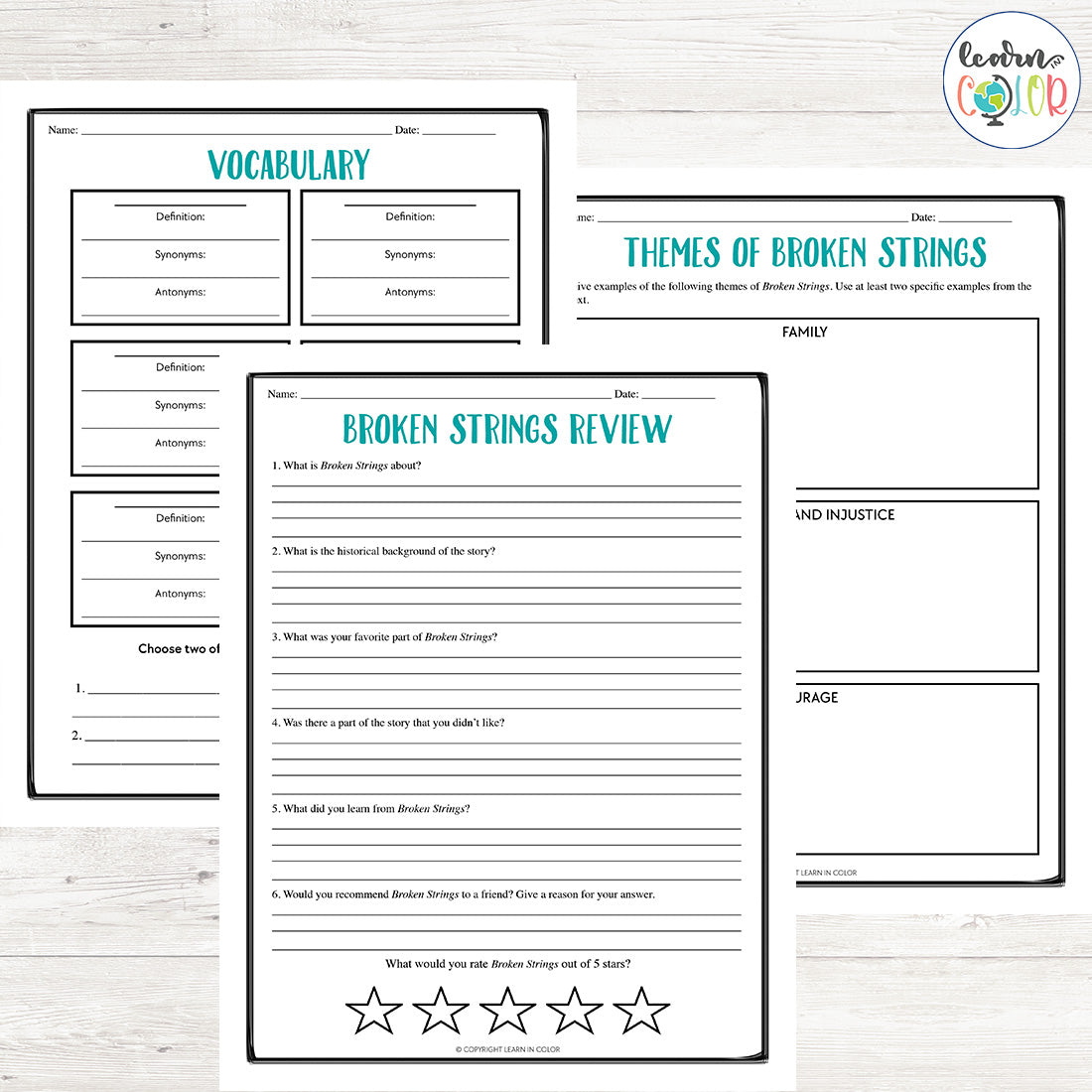 Broken Strings by Eric Walter Novel Study – Learn in Color