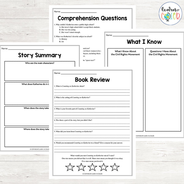 Counting on Katherine Book Guide – Learn in Color