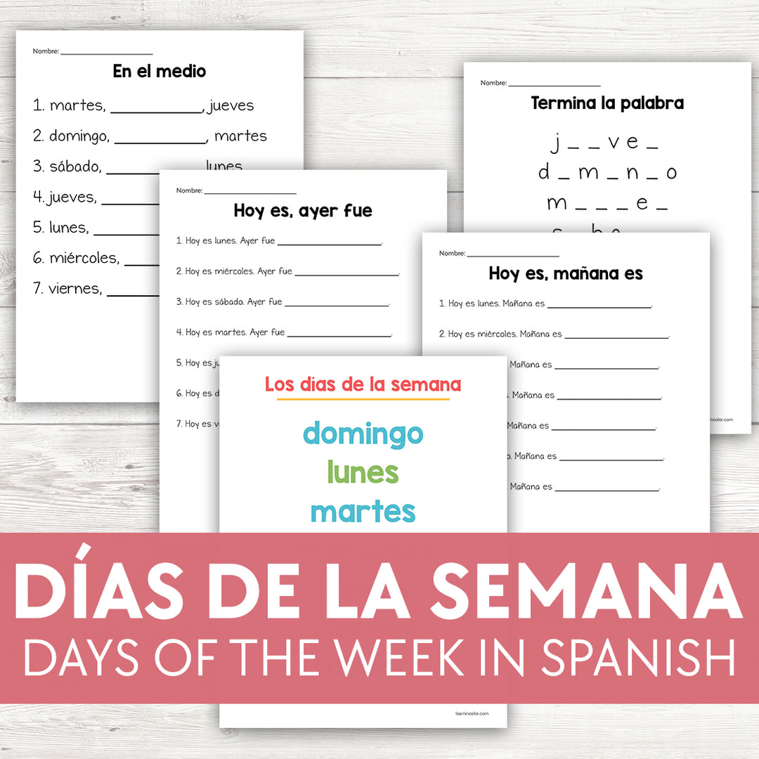 Los días de la semana / Days of the Week in Spanish – Learn in Color
