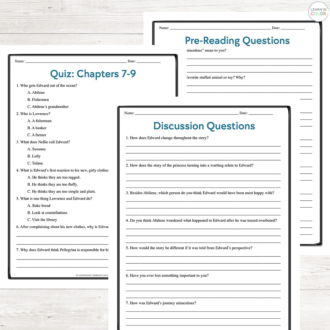 The Miraculous Journey of Edward Tulane Novel Study Grades: 3-5 – Learn ...