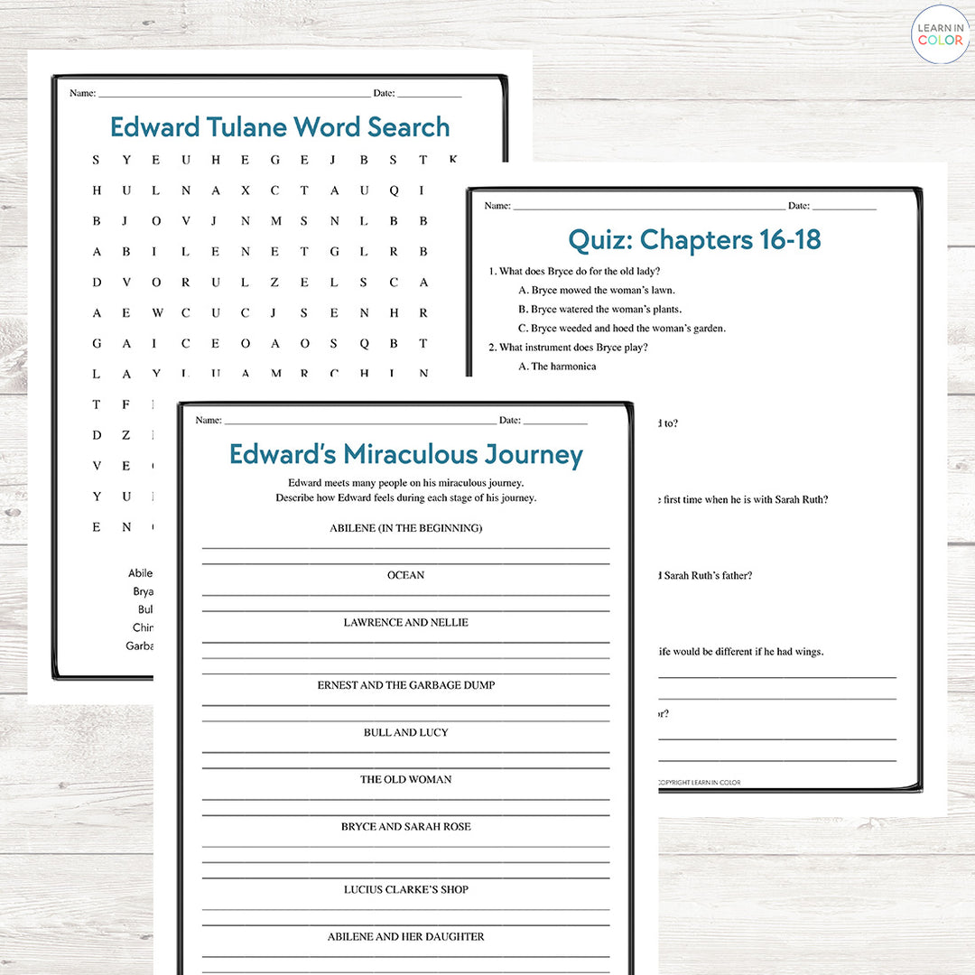 The Miraculous Journey of Edward Tulane Novel Study Grades: 3-5 – Learn ...