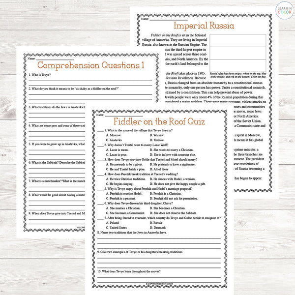 Fiddler on the Roof Movie Study Grades: 5-8 – Learn in Color