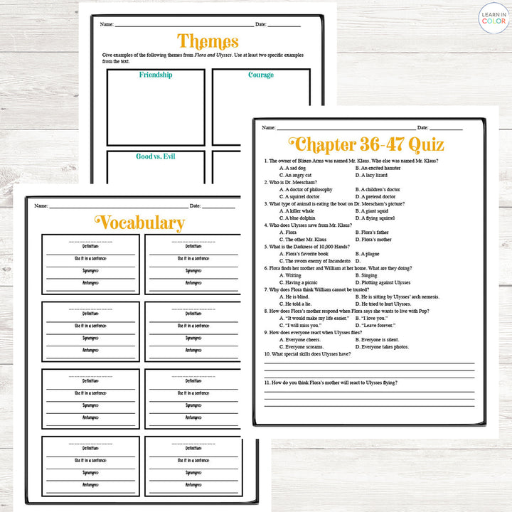 Flora and Ulysses Novel Study Grades: 4-7 – Learn in Color