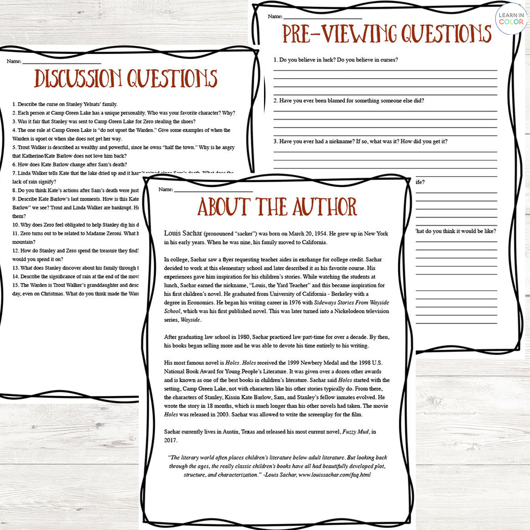 Holes Movie Study Grades: 4-7 – Learn in Color