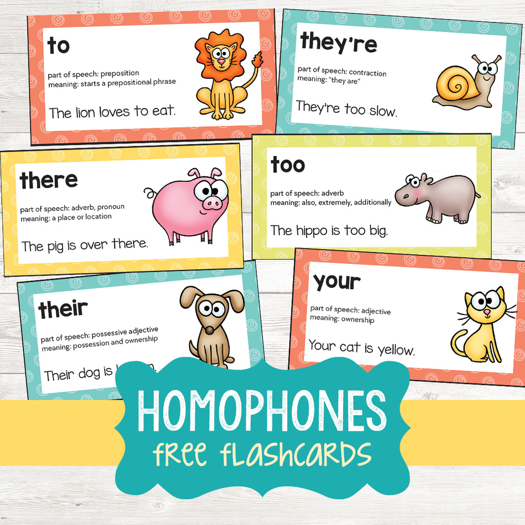 Homophone Flashcards – Learn in Color