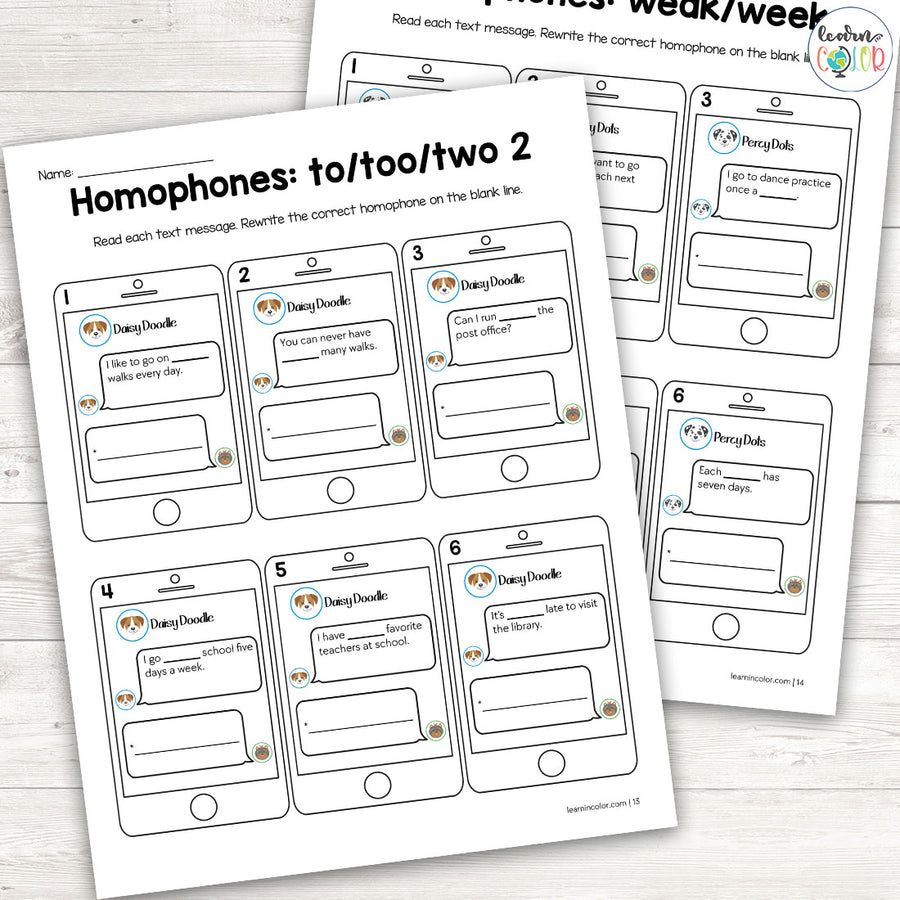 Homophones No-Prep Text Message Editing Activity – Learn in Color