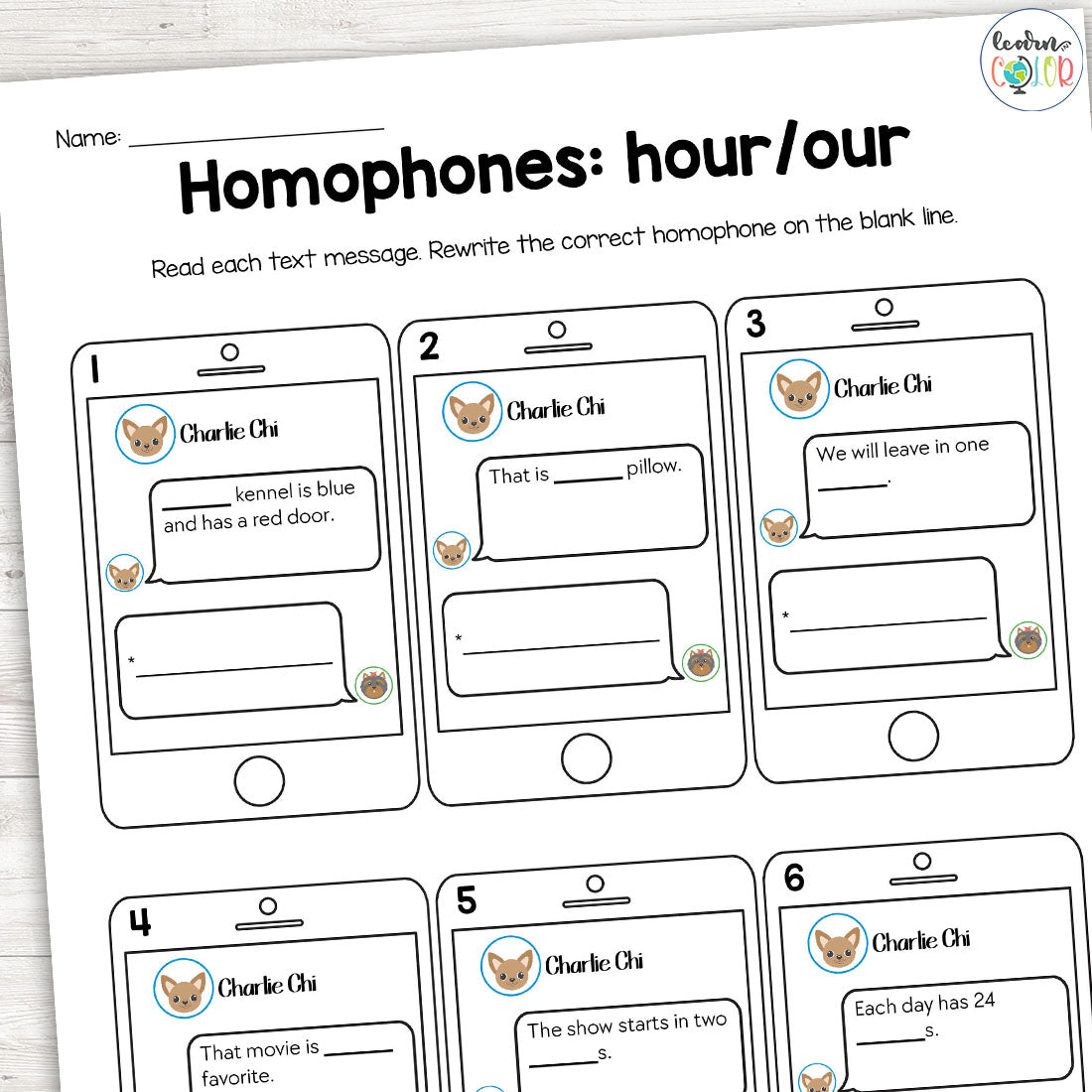 Homophones No-Prep Text Message Editing Activity – Learn in Color