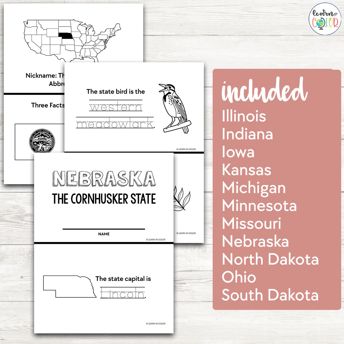 Midwest - US States Mini Books – Learn in Color