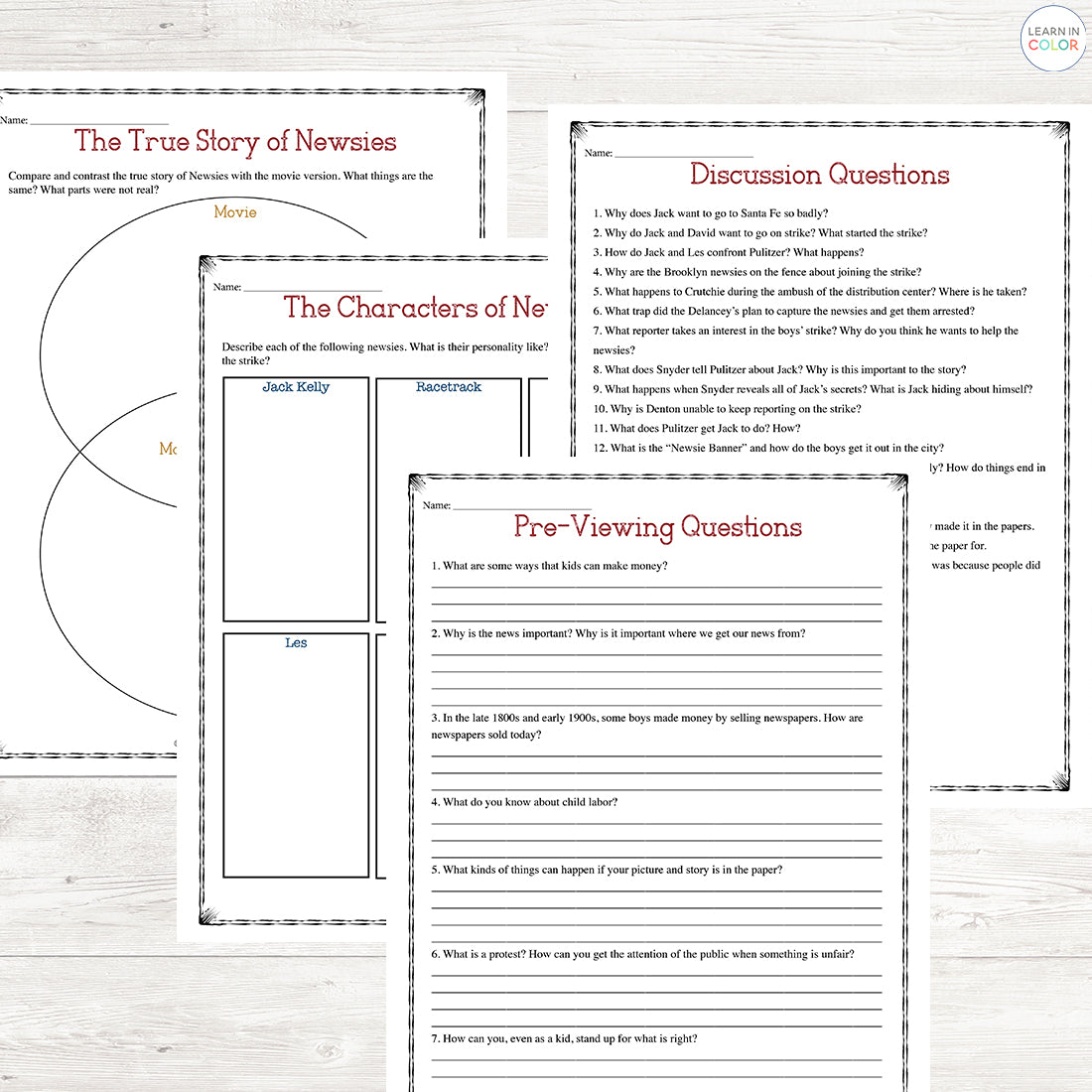 Newsies Movie Study Grades: 4-7 – Learn in Color