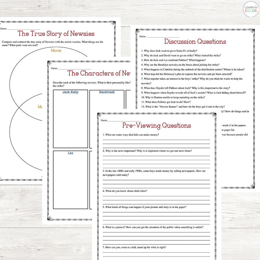 Newsies Movie Study Grades: 4-7 – Learn in Color