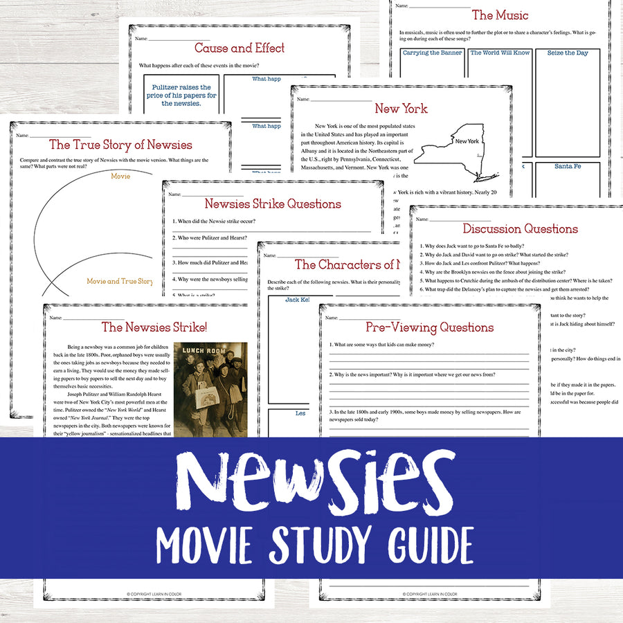 Newsies Movie Study Grades: 4-7 – Learn in Color