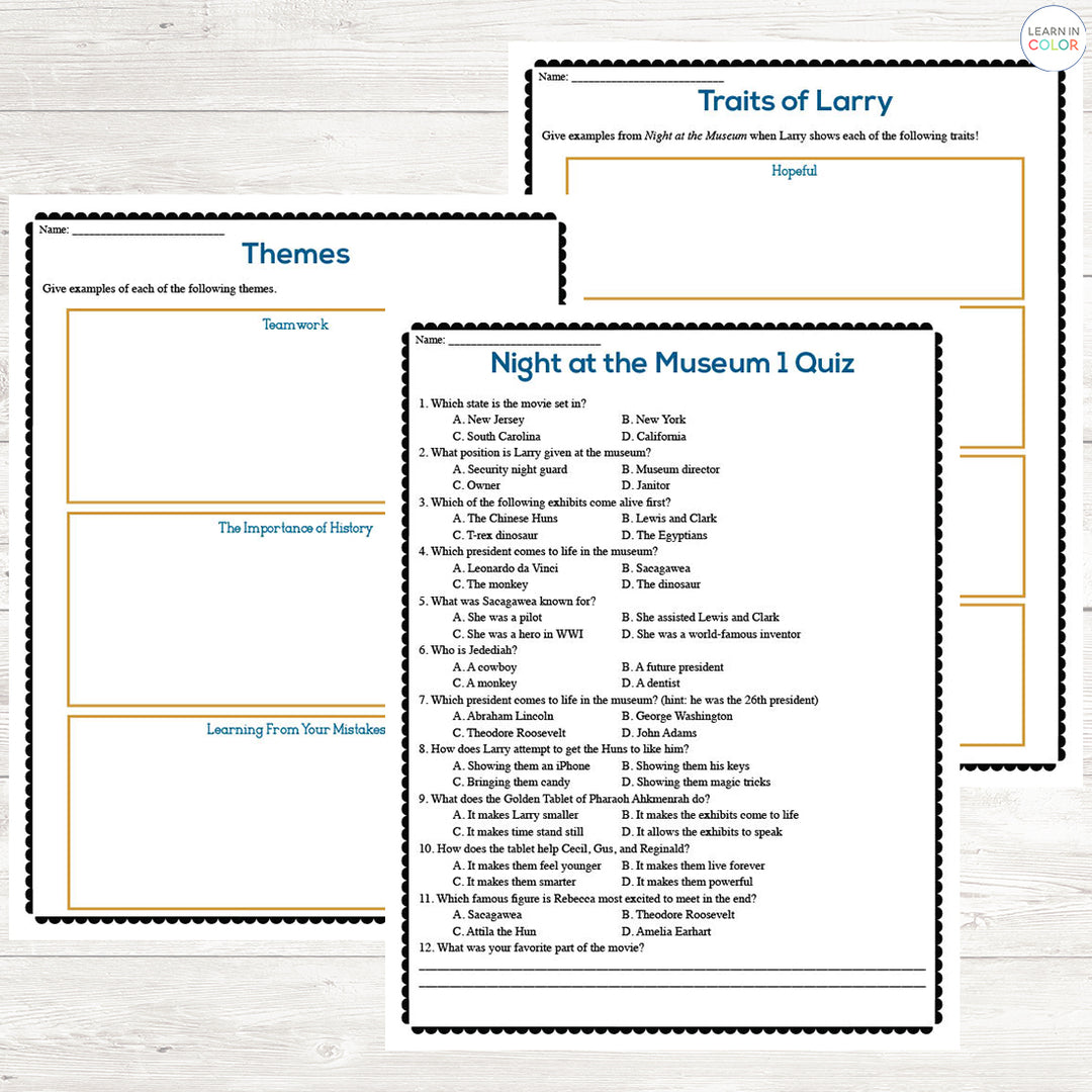 Night at the Museum Movie Study Grades: 5-7 – Learn in Color