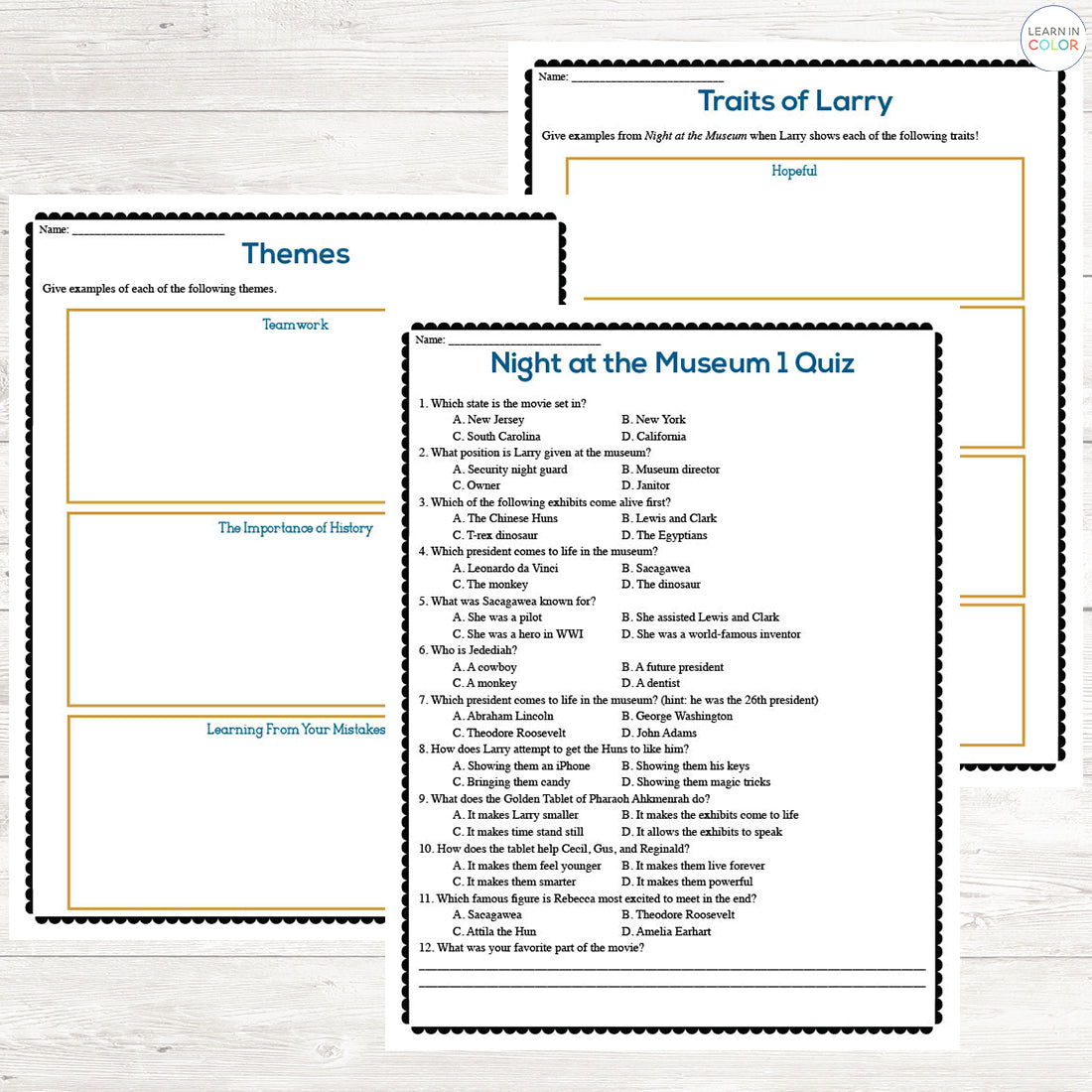 Night at the Museum Movie Study Grades: 5-7 – Learn in Color