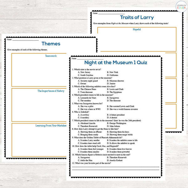 Night at the Museum Movie Study Grades: 5-7 – Learn in Color