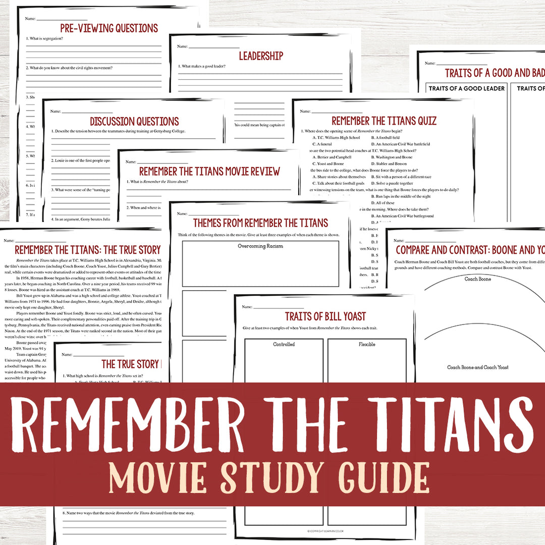 Remember the Titans Movie Study Grades: 5-9 – Learn in Color
