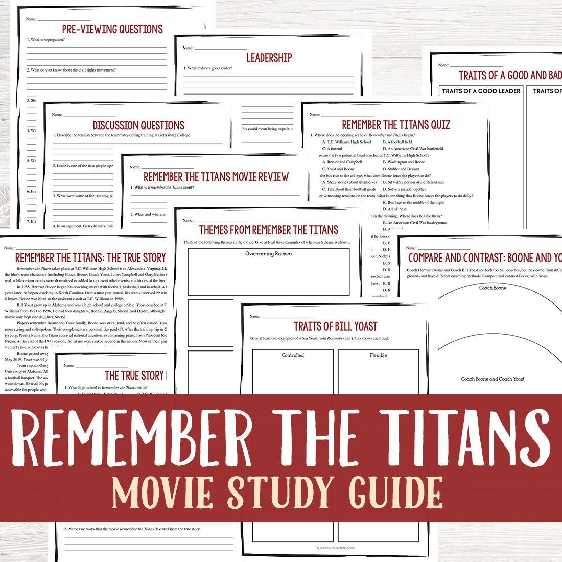 Remember the Titans Movie Study Grades: 5-9 – Learn in Color