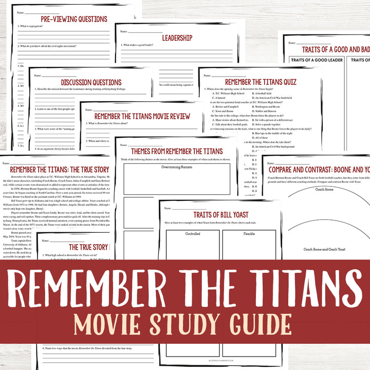 Remember the Titans Movie Study Grades: 5-9 – Learn in Color