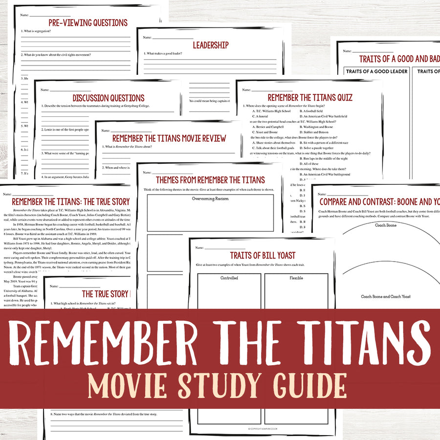 Remember the Titans Movie Study Grades: 5-9 – Learn in Color