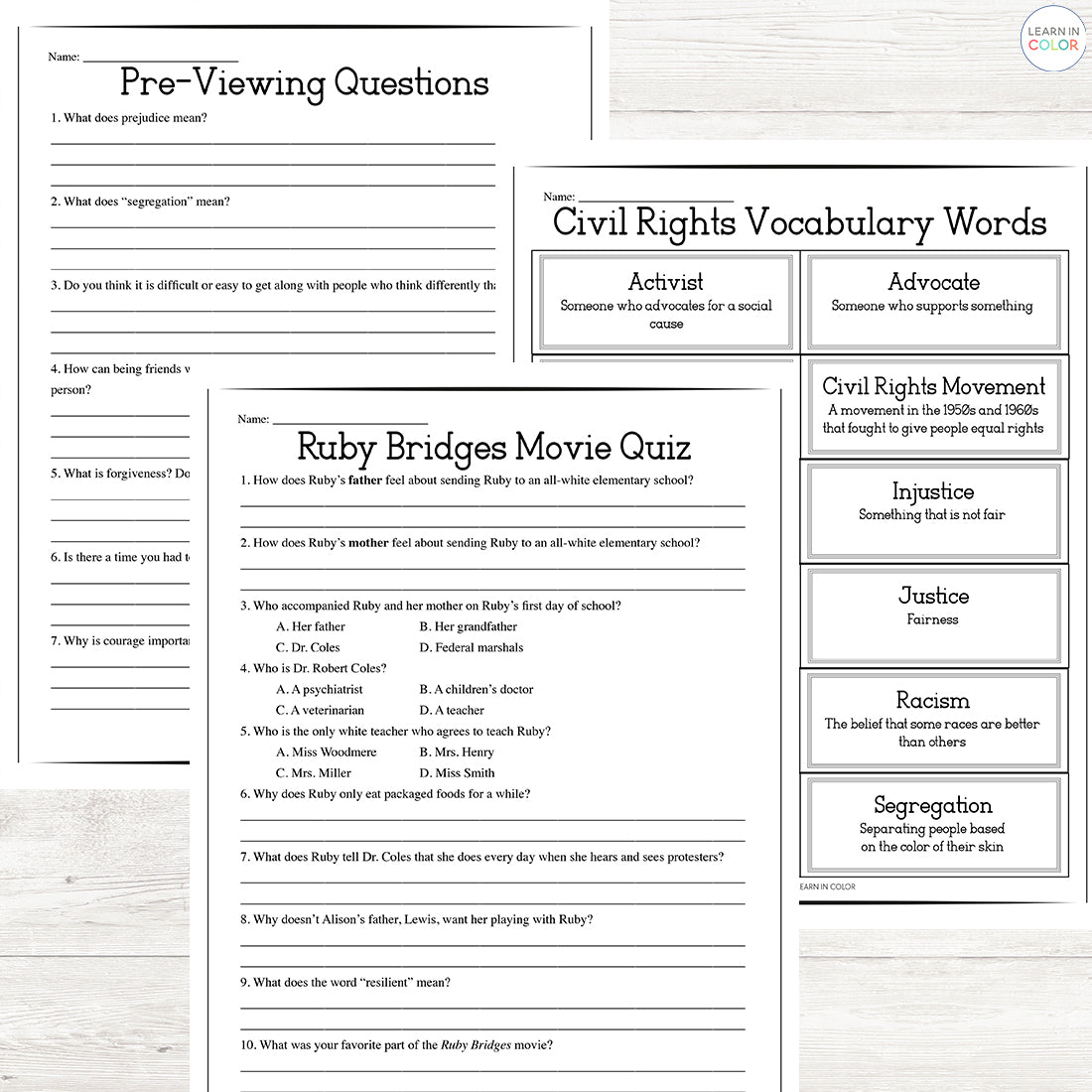 Ruby Bridges Movie StudyGrades: 3-6 – Learn in Color