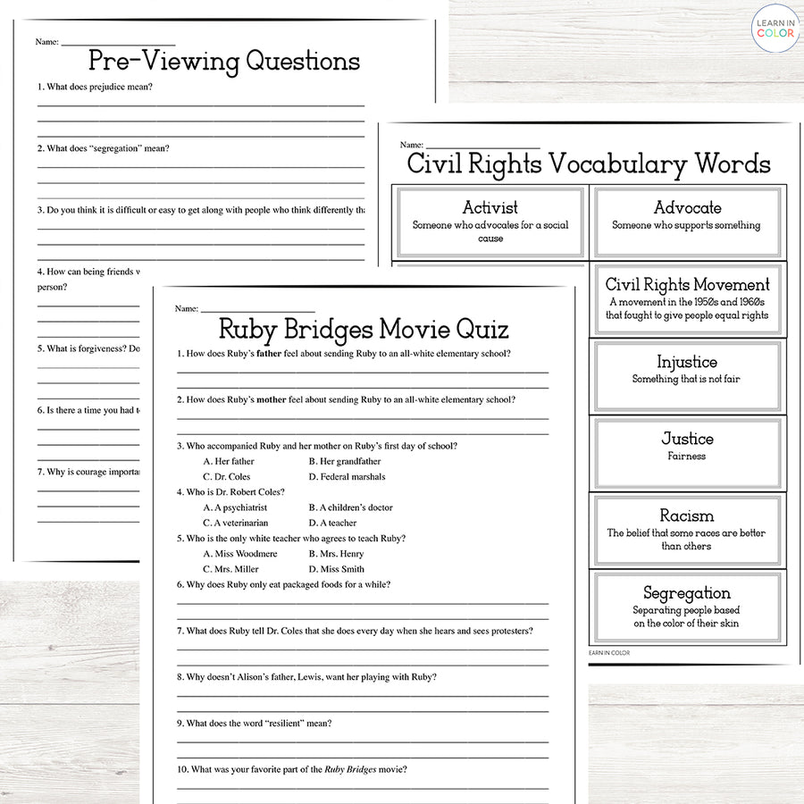 Ruby Bridges Movie StudyGrades: 3-6 – Learn in Color