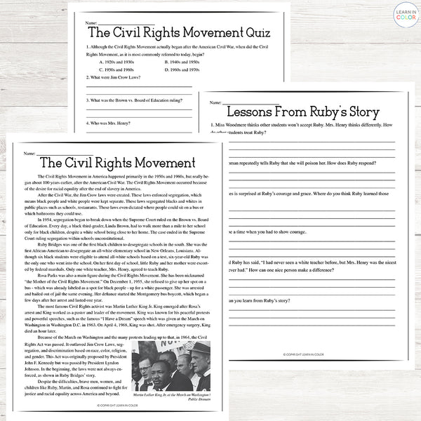 Ruby Bridges Movie StudyGrades: 3-6 – Learn in Color