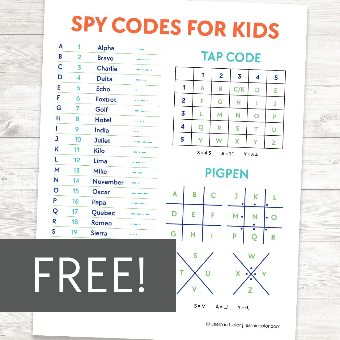Spy Codes for Kids – Learn in Color