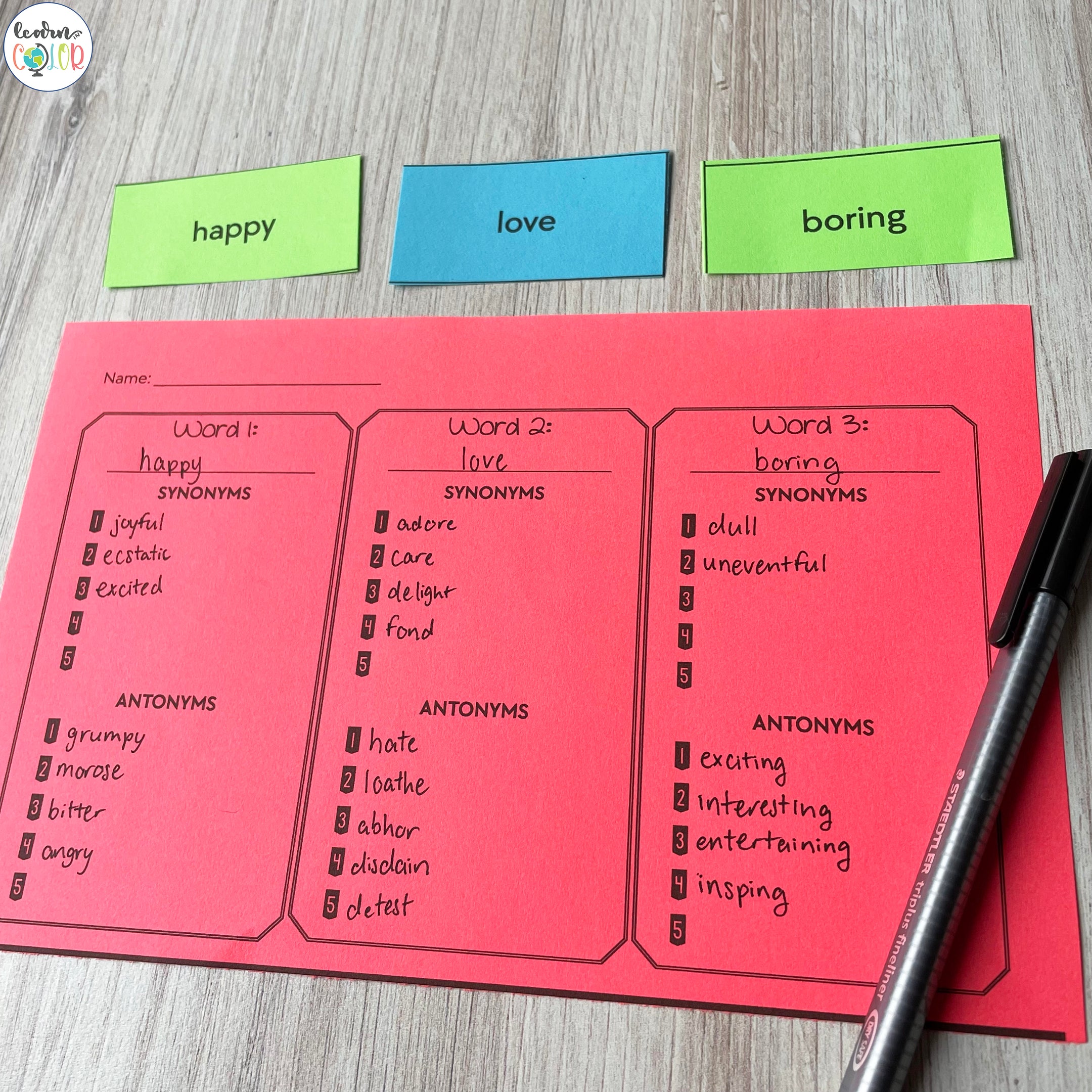 Synonyms & Antonyms Game – Learn in Color