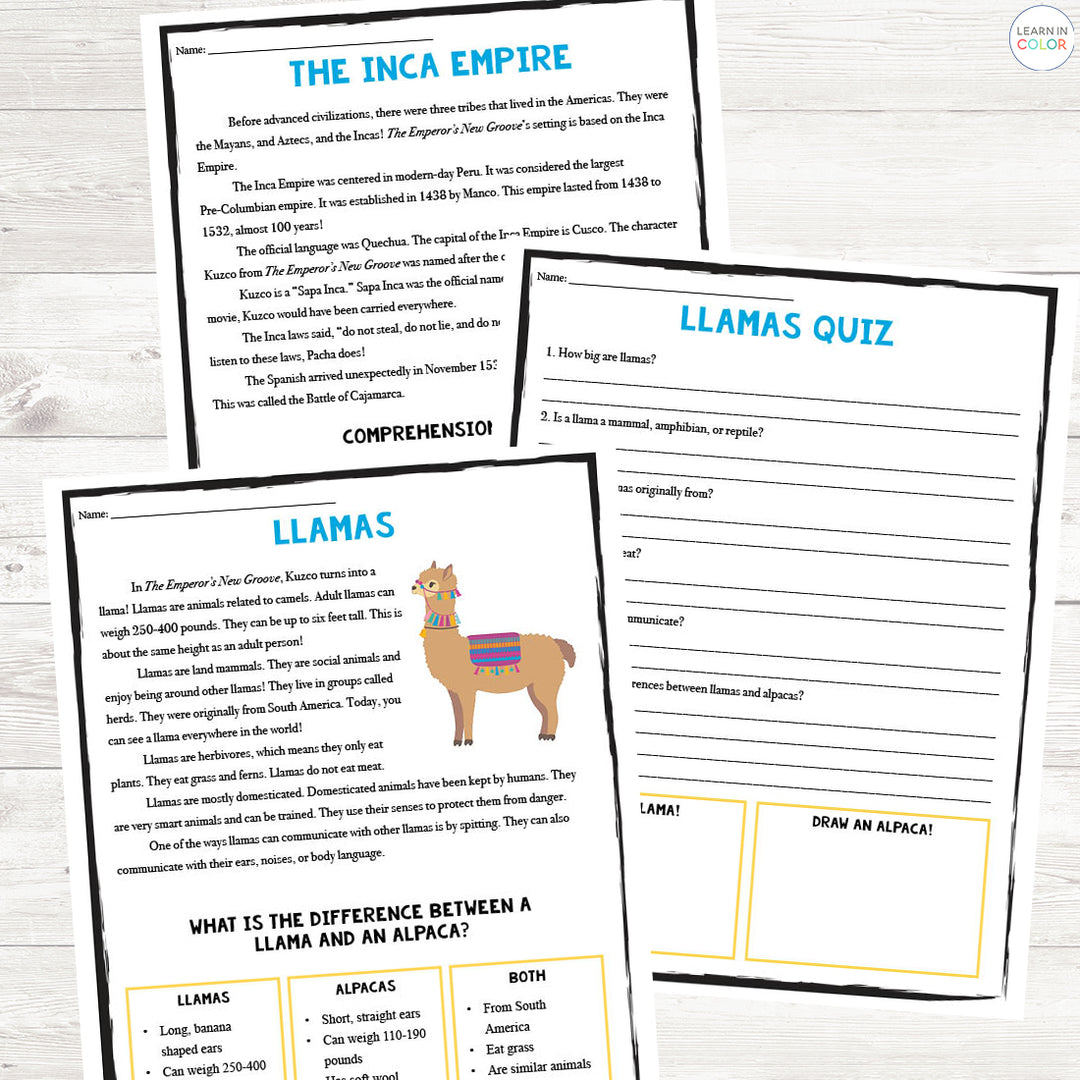 The Emperor's New Groove Movie Study Grades: 3-5 – Learn in Color