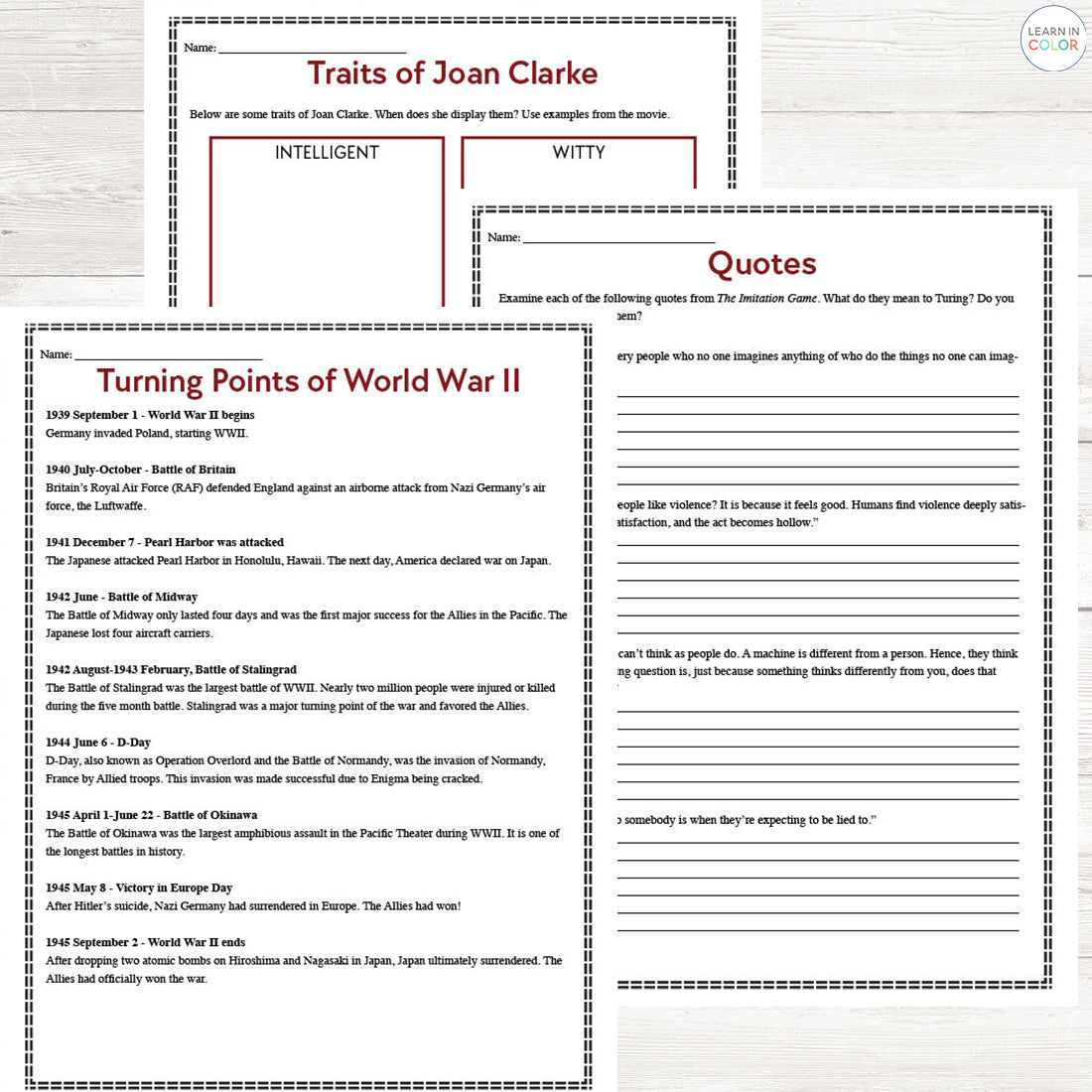 The Imitation Game Movie Study Grades: 7-9 – Learn in Color