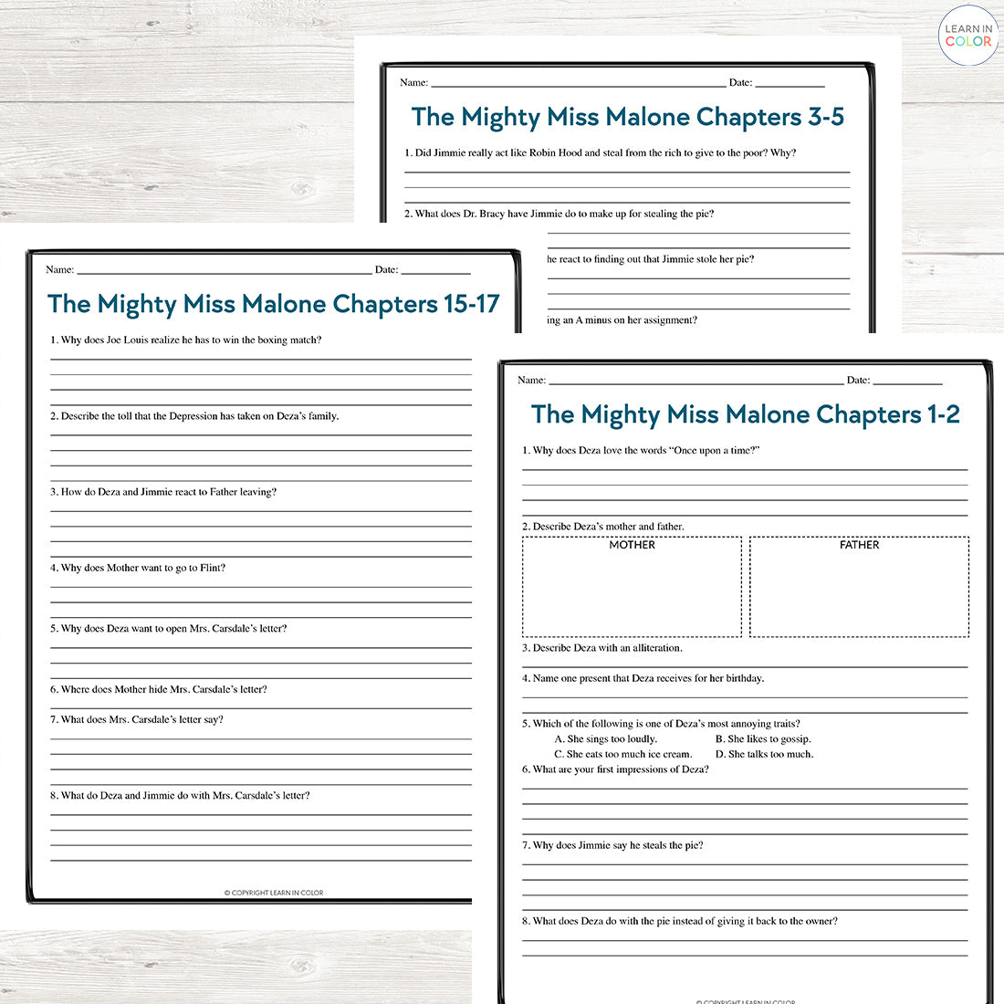 The Mighty Miss Malone Book Study Grades: 5-8 – Learn in Color