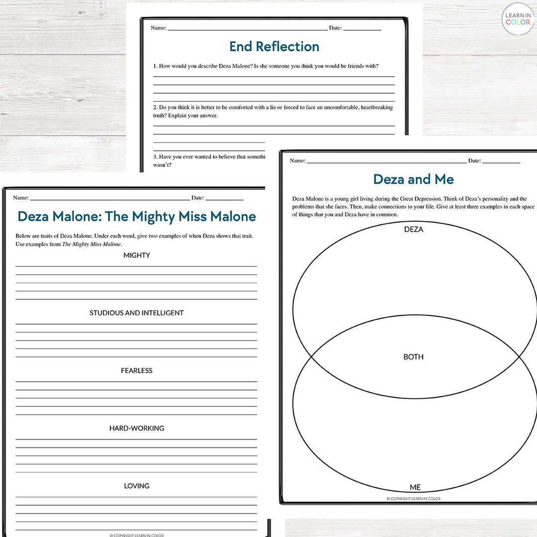 The Mighty Miss Malone Book Study Grades: 5-8 – Learn in Color