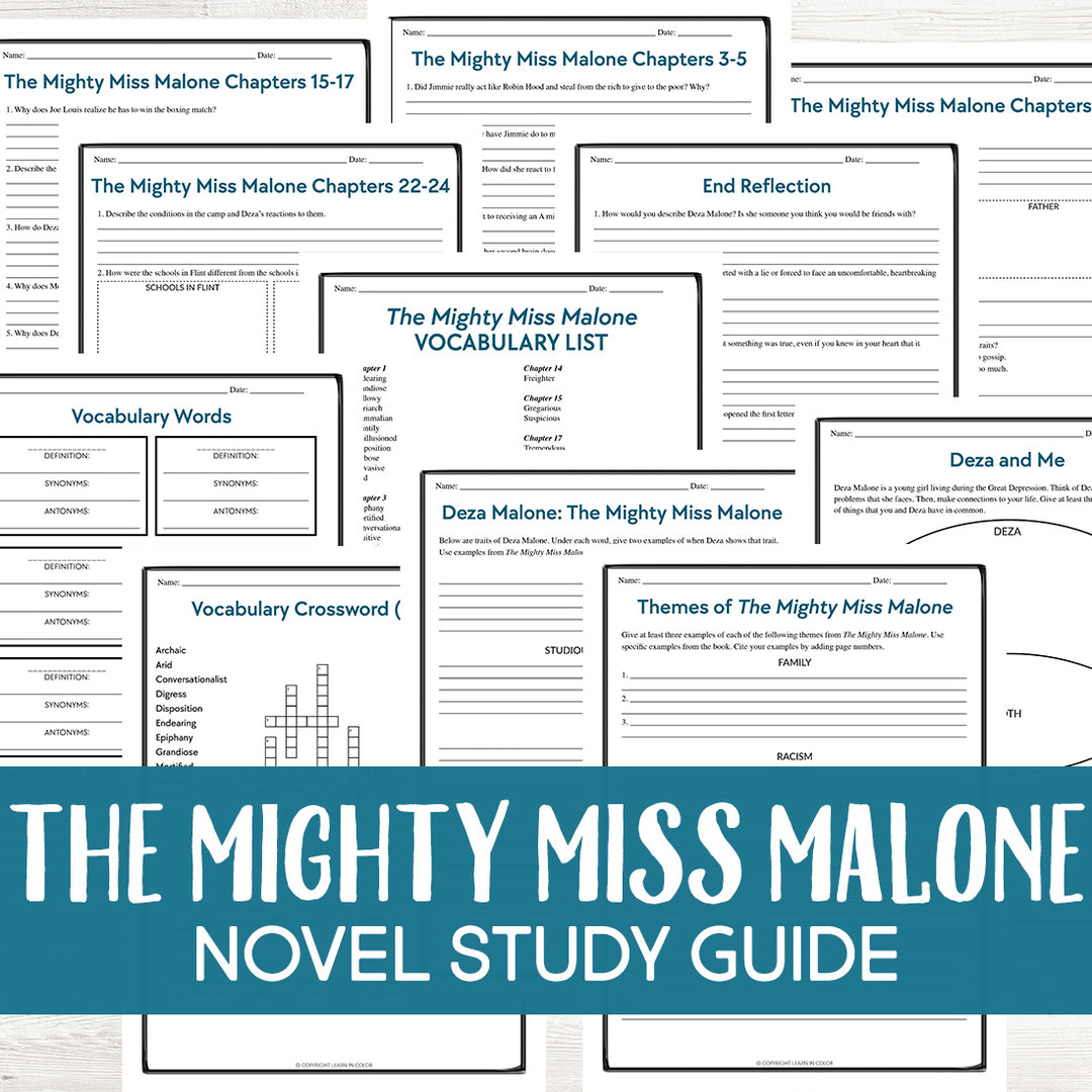 The Mighty Miss Malone Book Study Grades: 5-8 – Learn in Color