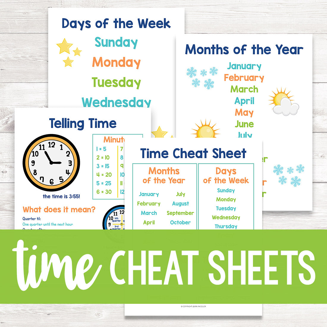 Time Cheat Sheets Grades: 2-4 – Learn in Color