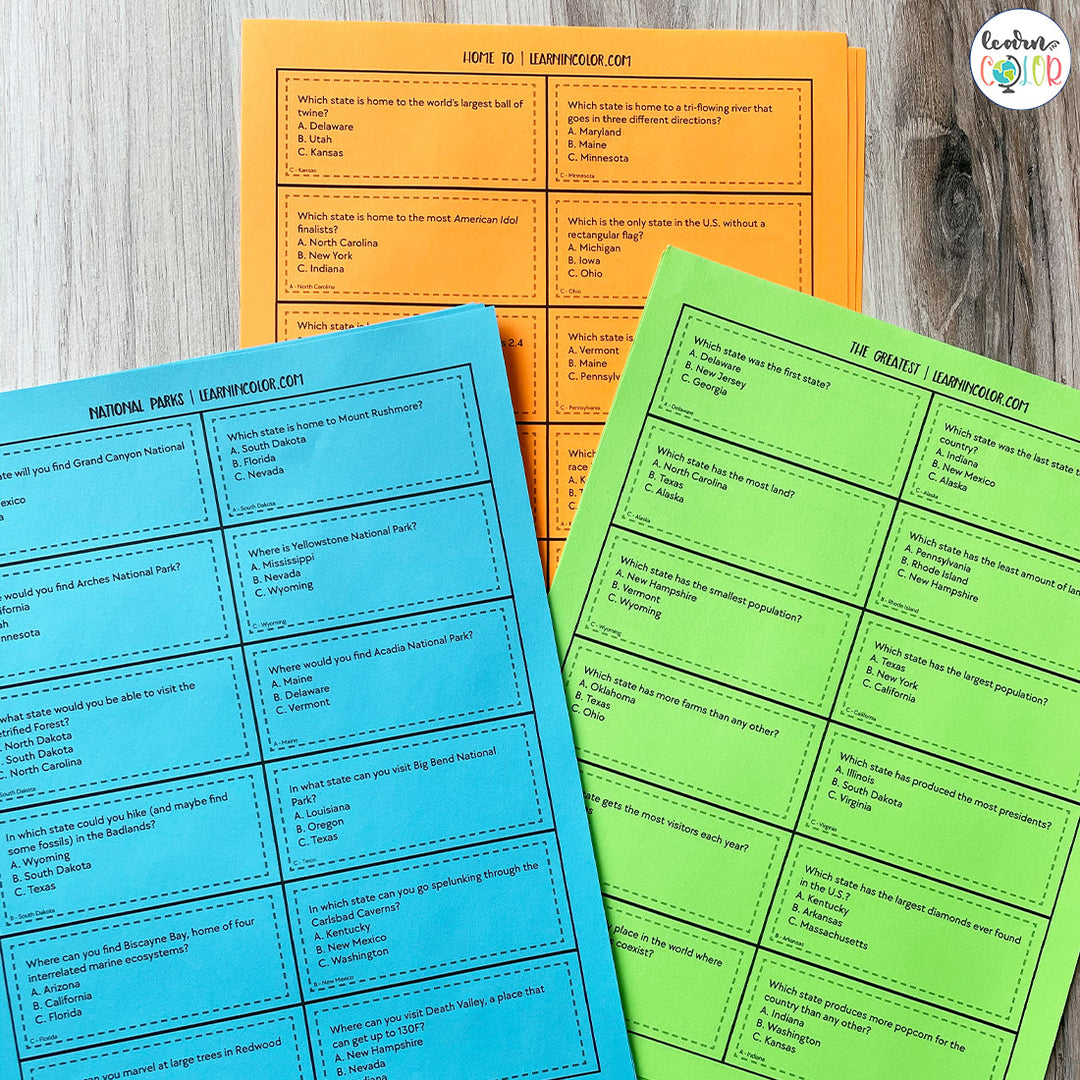 U.S. States Geography Game – Learn in Color