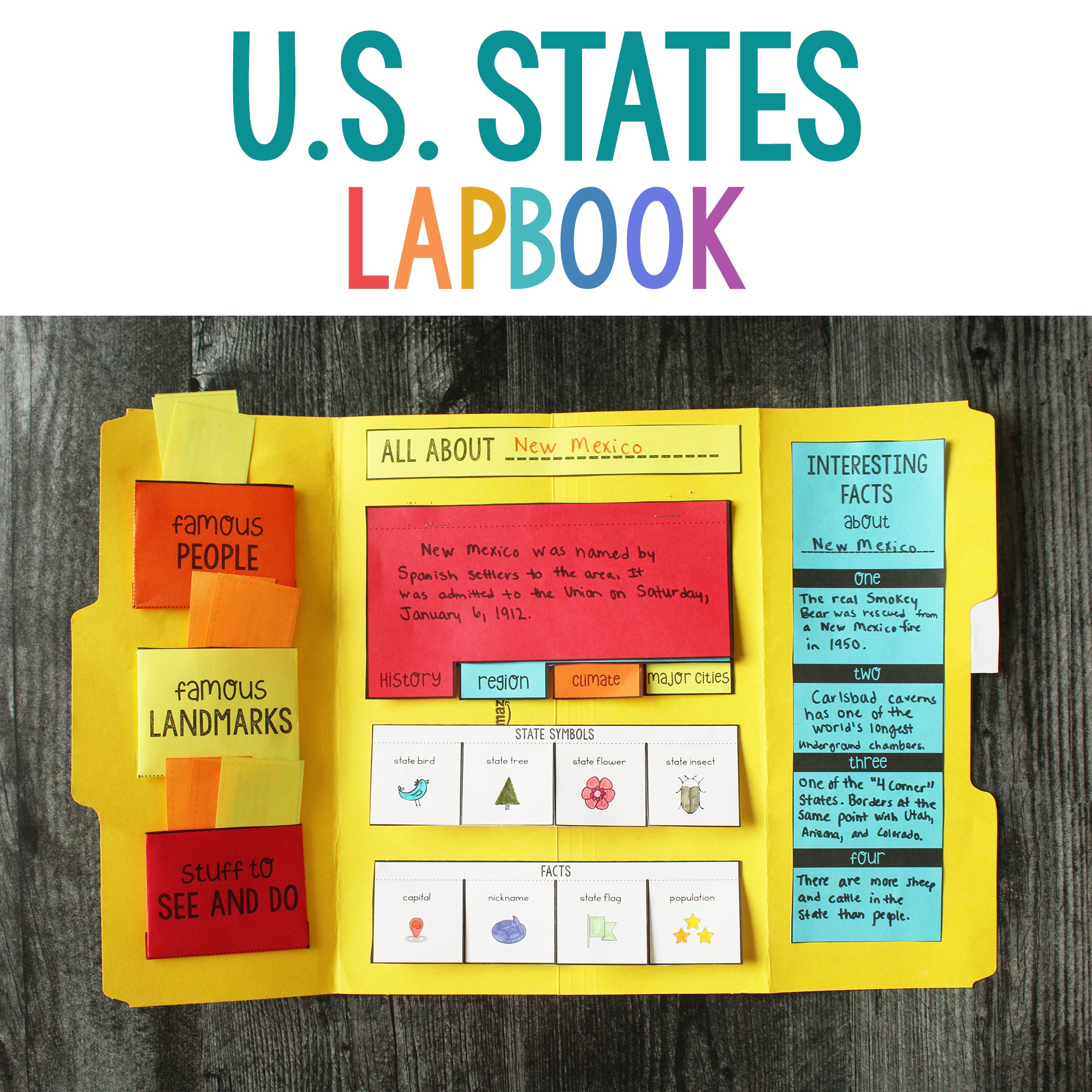 U.S. States Report Free Lapbook – Learn in Color