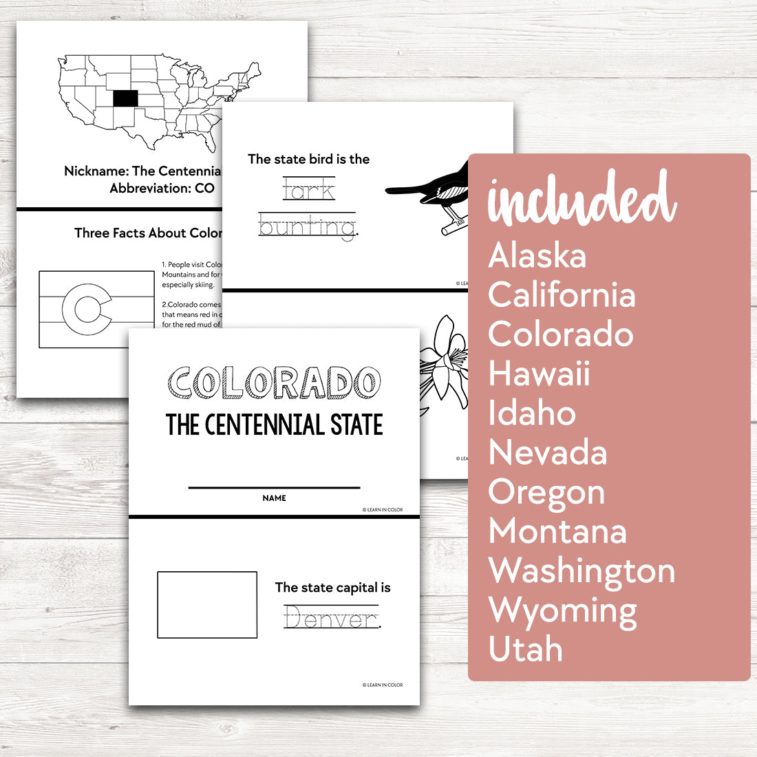 West - US States Mini Books – Learn in Color