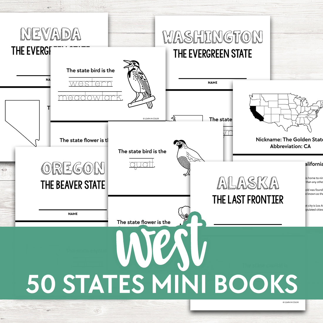 West - US States Mini Books – Learn in Color