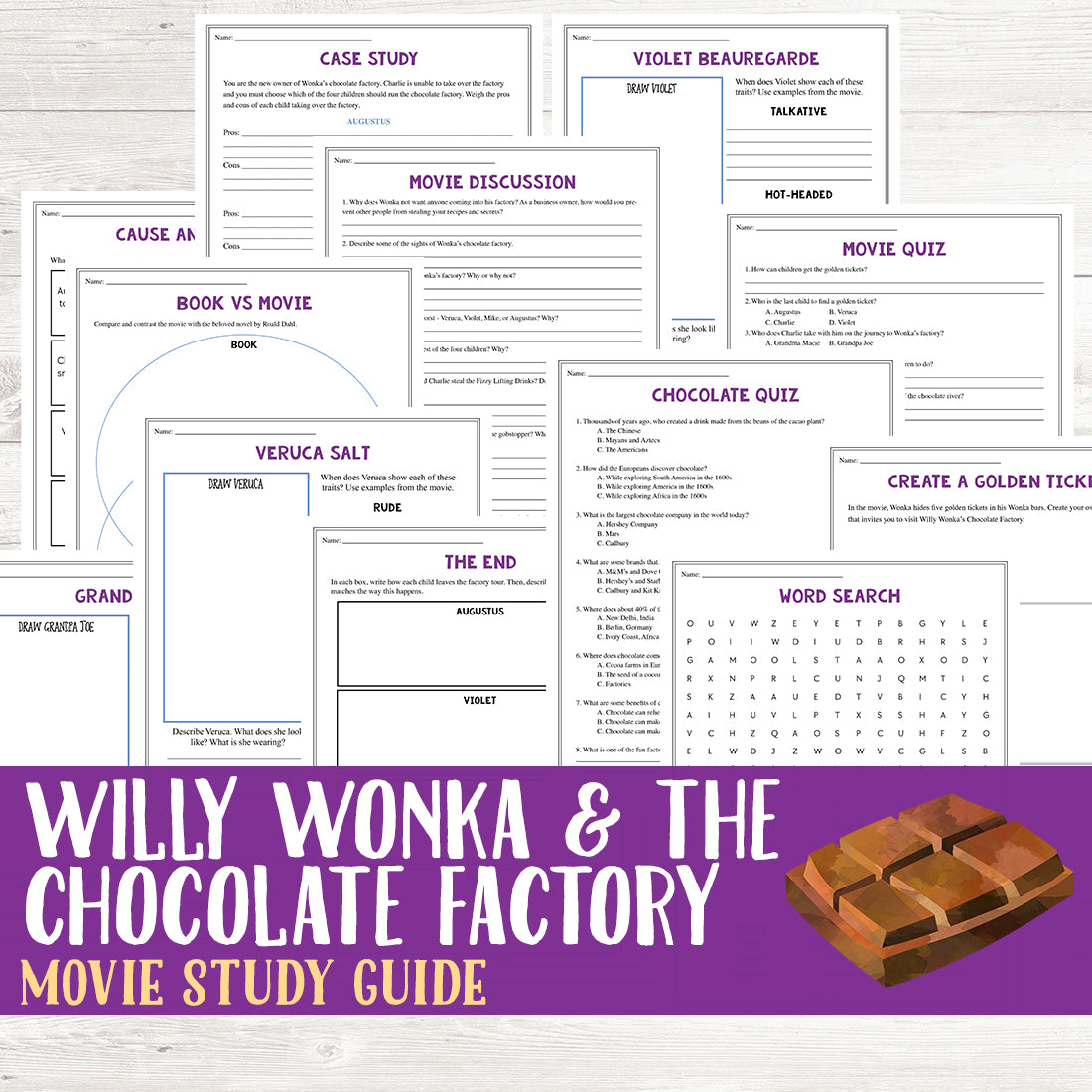 Willy Wonka and the Chocolate Factory Movie Study Grades: 5-7 – Learn ...